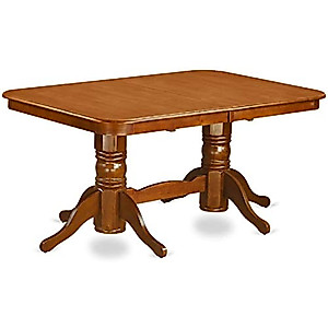 East West Furniture NAPO9-SBR-W 9 Piece Kitchen Table Set Includes a Rectangle Dining Table with Butterfly Leaf and 8 Dining Room Chairs, 40x78 Inch, Saddle Brown