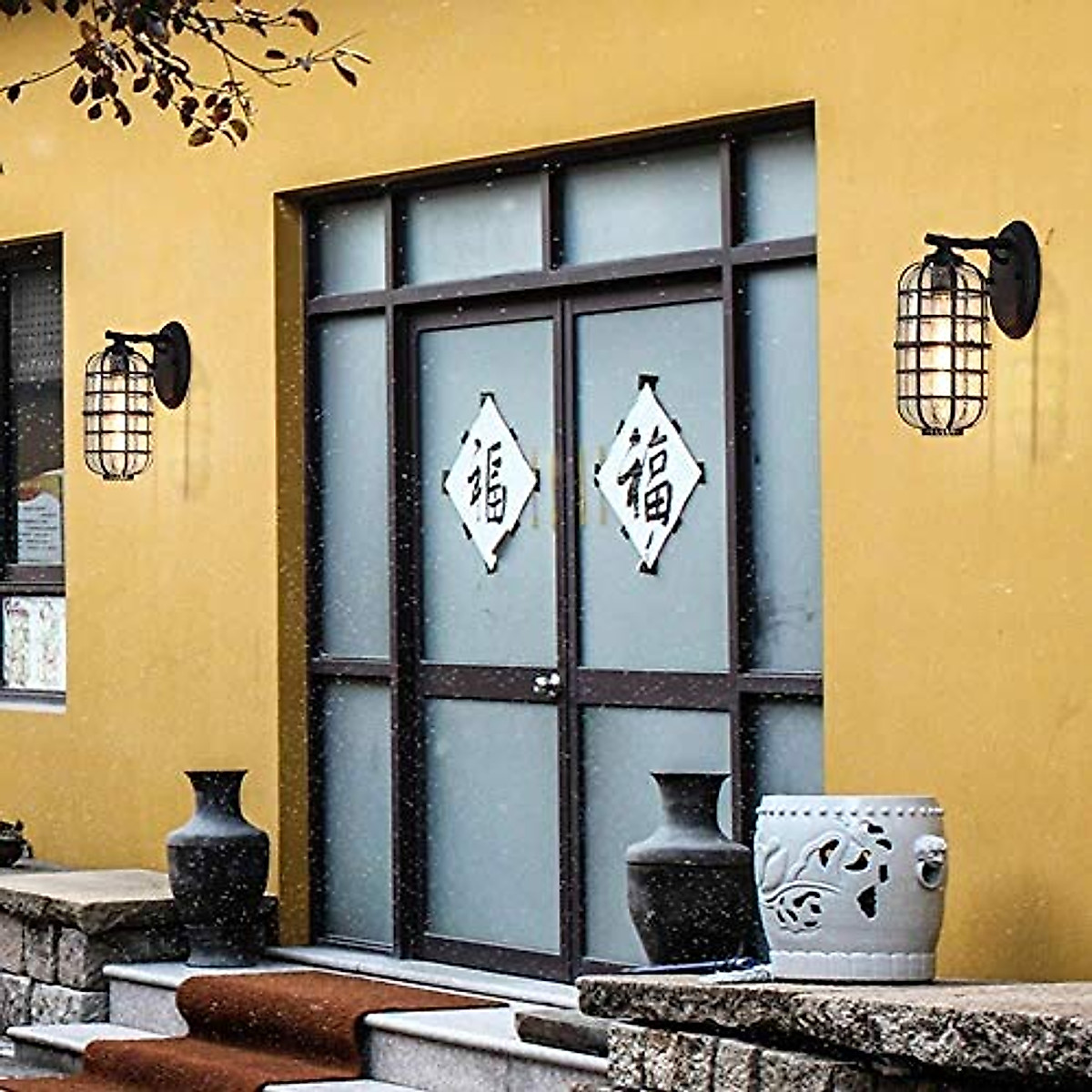 JIAHE115 Waterproof Outdoor Balcony Villa Exterior Wall Home Door Wall Light Garden Light Outdoor Wall Lamp Glass Sun Room Terrace Sconce Lantern
