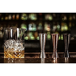 BARIANTTE Silver Double Jigger for Bartending, Cocktail Jigger 2 oz 1 oz, Cocktail Measuring Cup Japanese Jigger Shot Measure Jiggers, Bar Measuring Tools Bar Jigger with Measurements Inside
