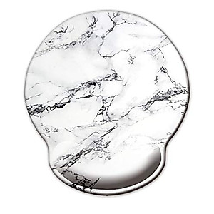 Non Slip Mouse Pad Wrist Rest for Office, Gaming,Computer, Laptop & Mac - Durable & Comfortable & Lightweight for Easy Typing & Memory Foam Pain Relief-Ergonomic Support (White Marble)
