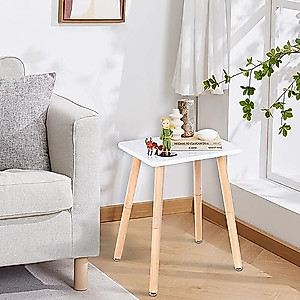 Yawinhe Side Table 2-Tier end Table,Nightstand with Storage Shelf,Modern Wooden Side Table Bedside Table,Suitable for Living Room, Bedroom, Balcony (First Floor/(1-Pack), White+Natural)