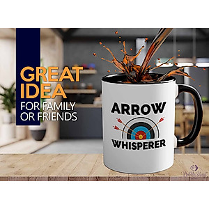 Archery 2Tone Black Mug 11oz - Arrow Whisperer - Archery Trainer Bowfishing Deer Shooting Target Shot