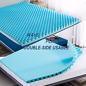 Askme 2 Inch Twin Mattress Topper Convoluted Gel Memory Foam with Bonus Machine Washable Cover US and Euro Certified, (GJTGC02--33)