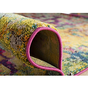 SAFAVIEH Monaco Collection Area Rug - 9' x 12', Pink & Multi, Boho Chic Abstract Watercolor Design, Non-Shedding & Easy Care, Ideal for High Traffic Areas in Living Room, Bedroom (MNC225D)