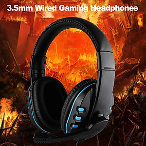 Docooler 3.5mm Wired Gaming Headphones Over Ear Game Headset Noise Canceling Earphone with Microphone, for PC Laptop PS4 Smart Phone