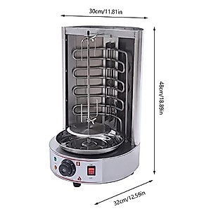 110v Stainless Steel Electric Vertical Grill Machine,Electric Doner Kebab Machine Mini Gyro Machine Vertical Broiler Meat Capacity for Chicken Roast,Tacos,Roast,Beef