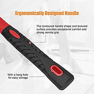 ZUZUAN Fiberglass Handle Rubber Mallet Hammer Set, 8 OZ and 16 OZ, Soft Blow Tasks without Damage, Black with Red, 2 Packs