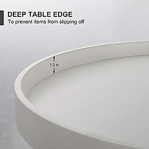 Round Side Table, Wooden Tray Table with Metal Tripod Stand, 3 Gold Legged White Table, Accent Table for Living Room Bedroom Office Small Spaces, 18" H x 15" D