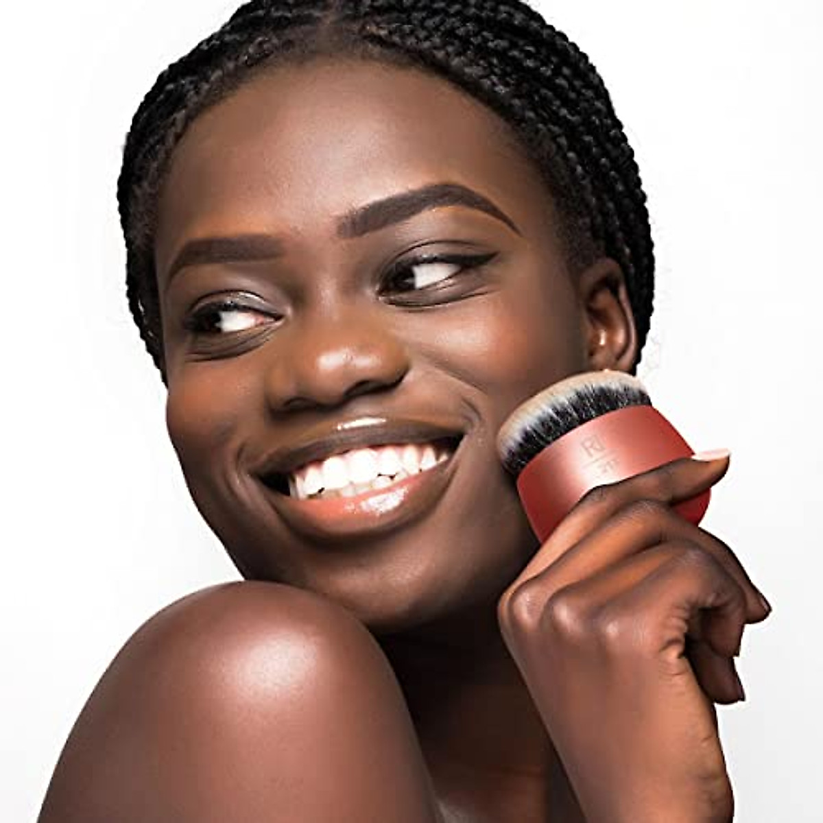 Real Techniques Foundation Makeup Blender, Kabuki Brush For Face or Body Makeup, Works With Liquid or Cream Foundation, No Handle, Blend & Buff Makeup, Dense Synthetic Bristles, 1 Count