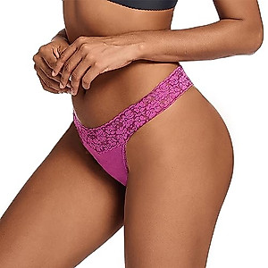 JurHevty Womens Cotton Thongs Breathable No Show T Back Lace Thong Underwear10 Pack