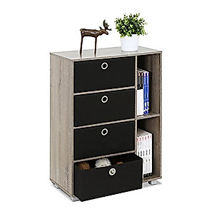 FURINNO Andrey Multipurpose Storage Cabinet, French Oak Grey/Black