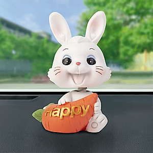 MuMyer Cute Bunny Car Ornaments Rabbit Car Dashboard Decorations Shaking Head Doll(B)