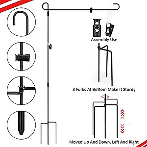 10 Pack Garden Flag Holder Stand Three Prongs Flag Holder Garden Flag Pole Holder Metal Powder Coated Flag Pole with Clip Stopper for Outdoor Garden Home Lawn Decoration with Clips, 15 Inch