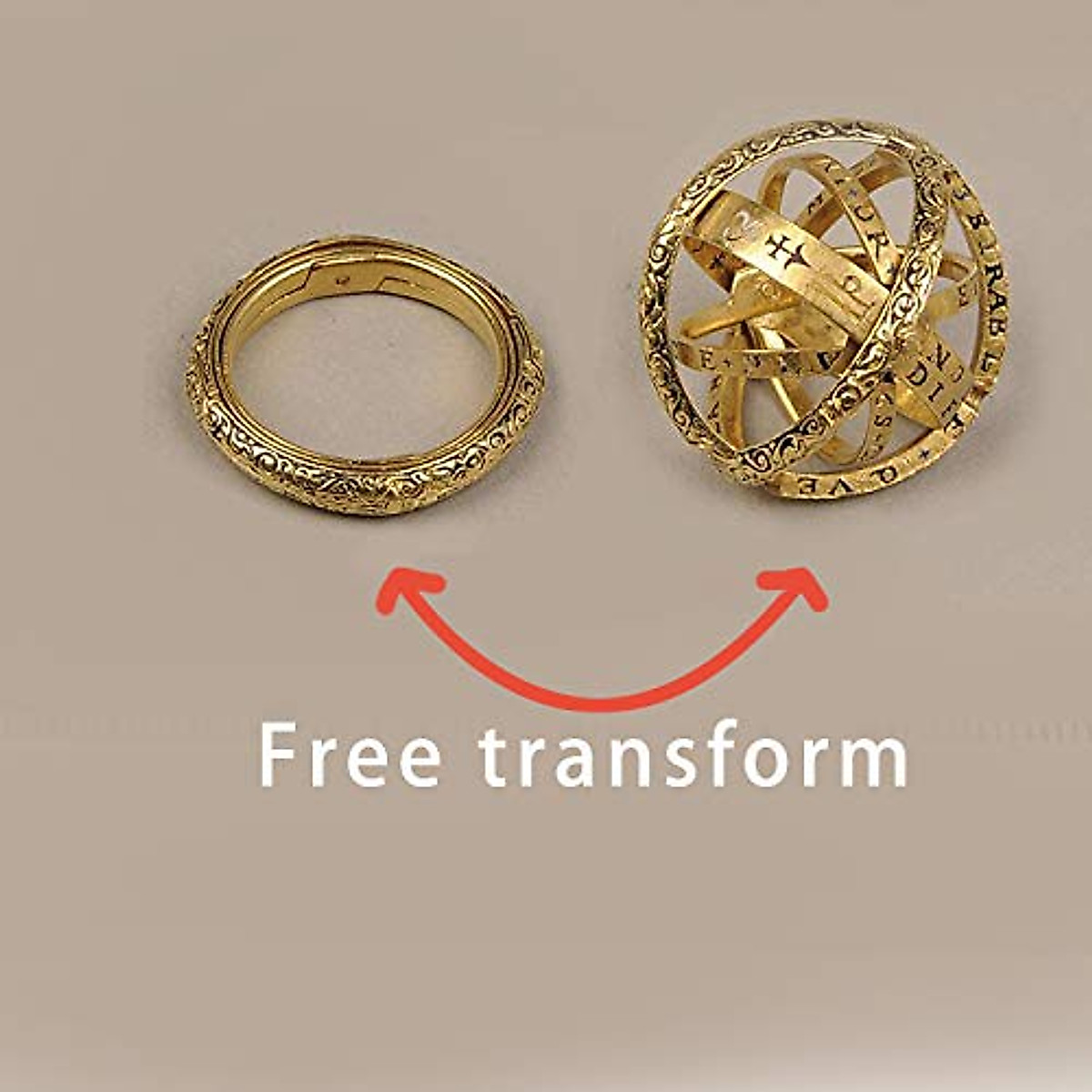 AttractionOIl Gifts 16th Century Germany Astronomical Armillary Sphere SIZE 9 Ring (Gold)