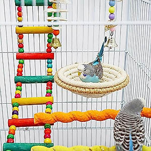 DQITJ Bird Breeding Nest Canary Finch Parrot Weave Cotton Rope Nest Cage Perch Hatching House (5.2 inch)