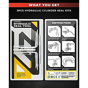VEHIFOMO Hydraulic Cylinder Seal Installation Tools Kit, Hydraulic Cylinder Piston Repair Gland Seal Tools, U Cup Rod Seal Twisters Universal Seal Twistor Install Tool Set (3 PCS)