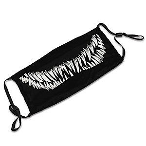 Qurdtt Scary Monster Mouth Teeth Face Mask With 2 Filters Washable Reusable Adjustable Balaclavas For Men Women & Teens