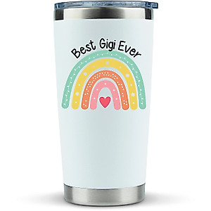 Gigi Gifts Tumbler Mug - Best Gigi Ever 20oz Tumbler with Straws -Unique Gift Idea for Grandma, From Grandson, Granddaughter, Grandchildren, Happy Birthday, Cup