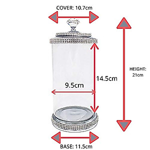 Shining Decorative Crystal Terrarium Clear Glass 500ml Wedding Decoration / Candy Serving / Bathroom Storage Organizer Apothecary Canister Jar for Cotton Balls, Swabs, Makeup Sponges, Cosmetic Pads