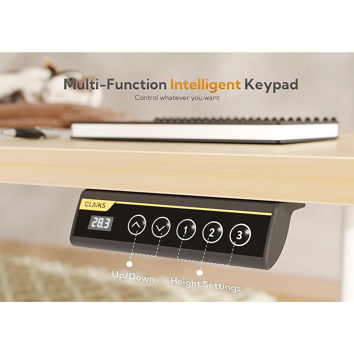 Claiks Standing Desk with Drawers, Stand Up Electric Standing Desk Adjustable Height, Sit Stand Desk Computer Workstation, 55 Inch, Natural