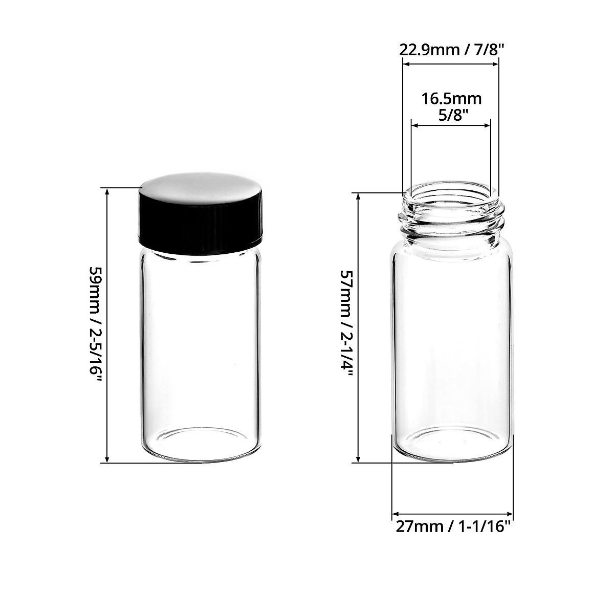 QWORK Glass Vials, 20 ml (0.7 oz), 20 Pieces Clear Glass Sample Vials for Liquid, Mini Empty Vial with Screw Cap