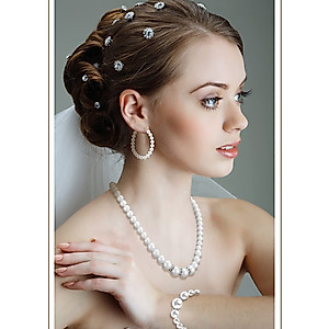 BBTO 8 Pcs Pearl Necklace and Earrings Set for Women Pearl Jewelry Set Faux Pearl Necklace Earrings Simulated Pearl Bracelets (Elegant Style)