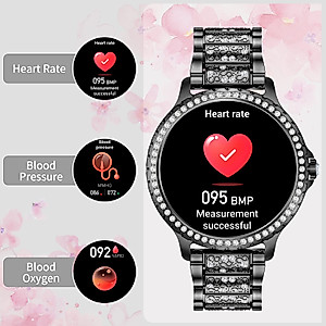 Smart Watches for Women (Answer/Make Call) with Diamonds, 1.32” HD Display Bluetooth Smartwatch for for iOS Android, IP68 Fitness Activity Trackers with Heart Rate/SpO2/Sleep Monitor/Menstrual Cycle