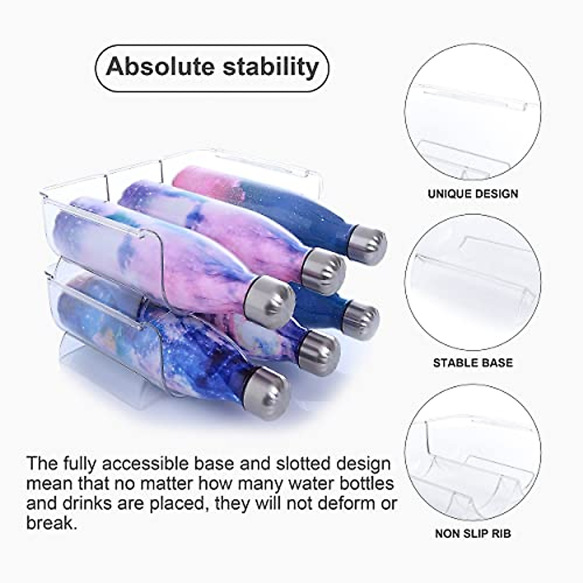 ITYLIFE CITYLIFE Water Bottle Organizer Holder Stackable Wine Storage Rack Plastic Cabinet Pantry Countertop Kitchen Refrigerator Freezer Organization Mug Shaker Blender Bottles Cups yeti