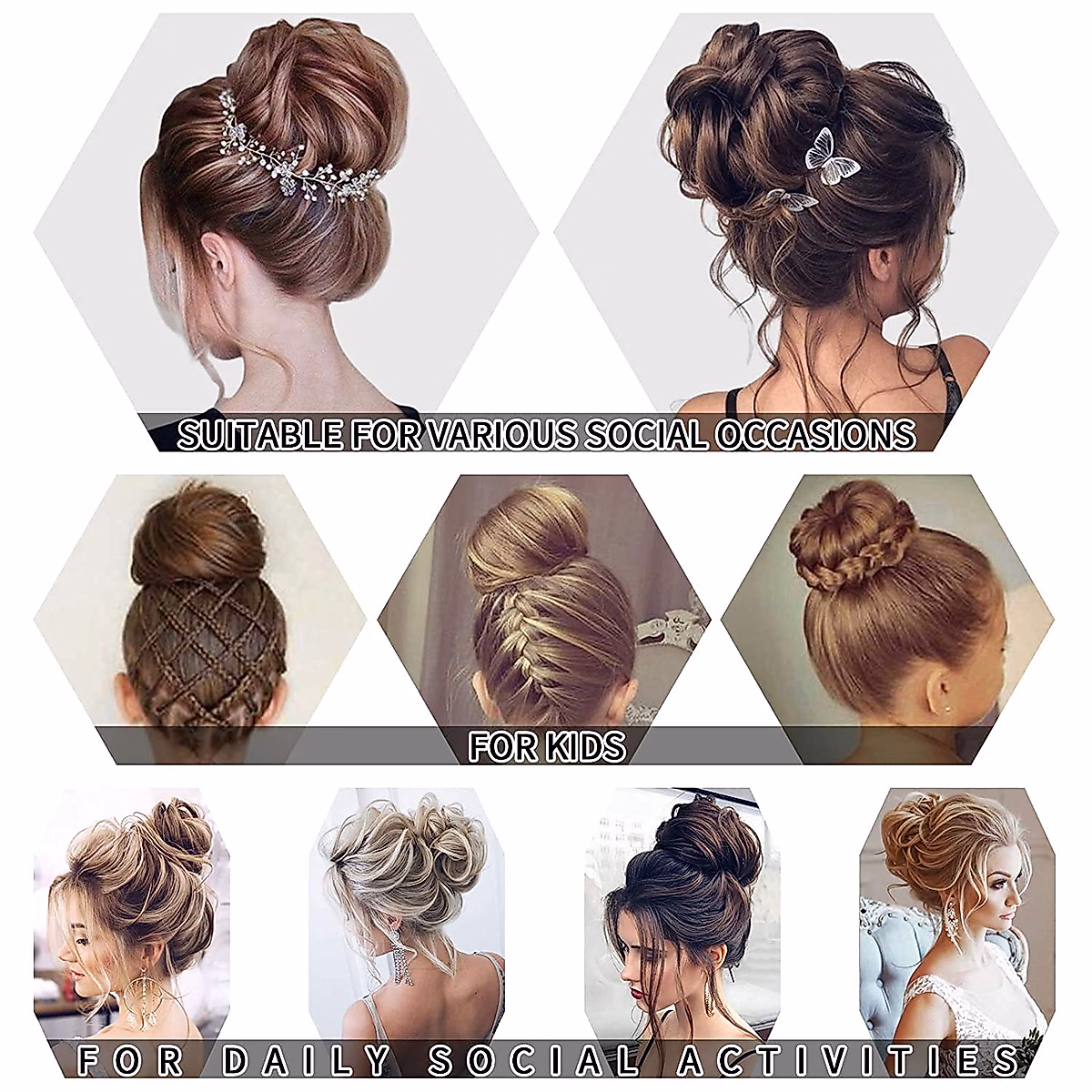 Messy Bun Hair Extension for Women,Curly Wavy Synthetic Hairpieces,Ash Blonde Chignon,Thick Natural Hair Accessories Ponytail Scrunchies Updo(22-613#,2Pcs)