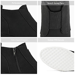 DREAM PAIRS Women’s Platform Wedge Sneakers Ankle Booties,Size 6,Black,Wedge-SNKR