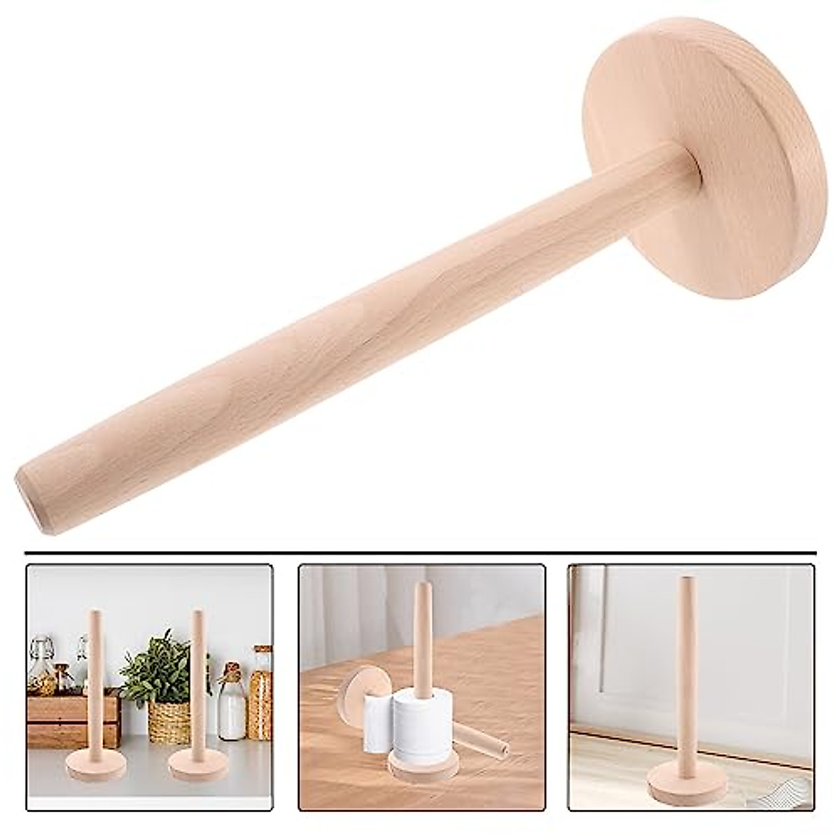 Paper Towel Holder Standing Paper Towel Holder Countertop Paper Towel Dispenser Wooden Kitchen Roll Holder Organizer Non Slip Napkin Roll Stand for Home Office Bathroom