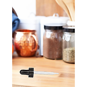 JUVITUS Black Straight Tip Glass Dropper Closure Top for Boston Round Bottles 24 Pack (4 oz / 120 ml (24-400 Neck Size))