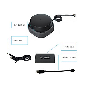 Seeed Studio RPLiDAR S2 Low Cost 360 Degree DTOF Laser Range Scanner, Lidar Scanner with 30 Meter Radius Ranging Distance, and 0.12° Angle Resolution, IP65-Rated for Indoor/Outdoor Use.