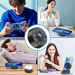 DTZY Magnetic Wireless Charger Phone Cooler, 15W Fast Charging Compatible with Radiator Wireless Charging for iPhone 14/13/12 Series,Magsafe Wireless Charging for Gaming Video Live Streaming Black