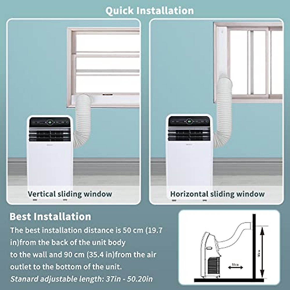 Shinco 12,000 BTU Portable Air Conditioner, Portable AC Unit with Built-in Cool, Dehumidifier&Fan Modes for Room up to 400 sq.ft, Room Air Conditioner with Remote Control, 24 Hour Timer, Installation Kit
