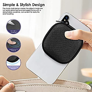Earbud Case Hard EVA Earphone Carrying Case Cell Phone Accessories Storage Bag with Carabiner for Airpods Headset Earphone Flash Drive Charging Cable Key Wall Charger USB Adapter Cable (Black 1Pack)