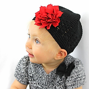 My Lello Infant Baby Girl's Crochet Beanie Hat with Flower Navy/Navy
