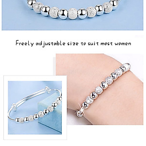 Sterling Silver Bracelets For Women 925 Sterling Silver Beads Bangle Bracelet Transfer Lucky Cuff Bracelet Adjustable Fashion Women Jewelry