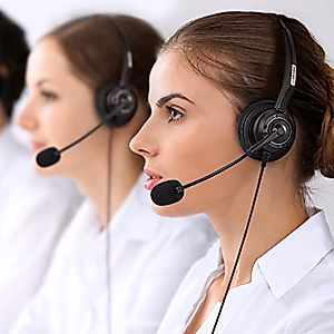 Arama Phone Headset with Microphone Noise Canceling & Mute Switch RJ9 Telephone Headsets Compatible with Polycom Mitel Fanvil HUWEI Shoretel NEC Siemens Aastra Plantronics Landline Phones