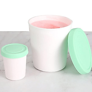 STOBAZA Ice Cream Pint Containers Freezer Storage Tubs with Silicone Lids for Ice Cream, Sorbet, Yogurt and Soup, Reusable Ice Cream Containers for Meal Prep，2.64 x 2.64 x 3.15 inches