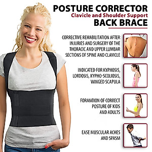 ORTONYX Comfort Posture Corrector Clavicle and Shoulder Support Back Brace, Fully Adjustable for Men and Women/656A-Medium