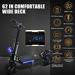 5600W 35Ah Dual Motor Electric Scooter Adults with Seat, 50 MPH Fast Off Road Electric Scooter, Max 56 Miles Range E Scooter, Foldable 11" Fat tire All-Terrain Electric Scooter Max 440lb Load