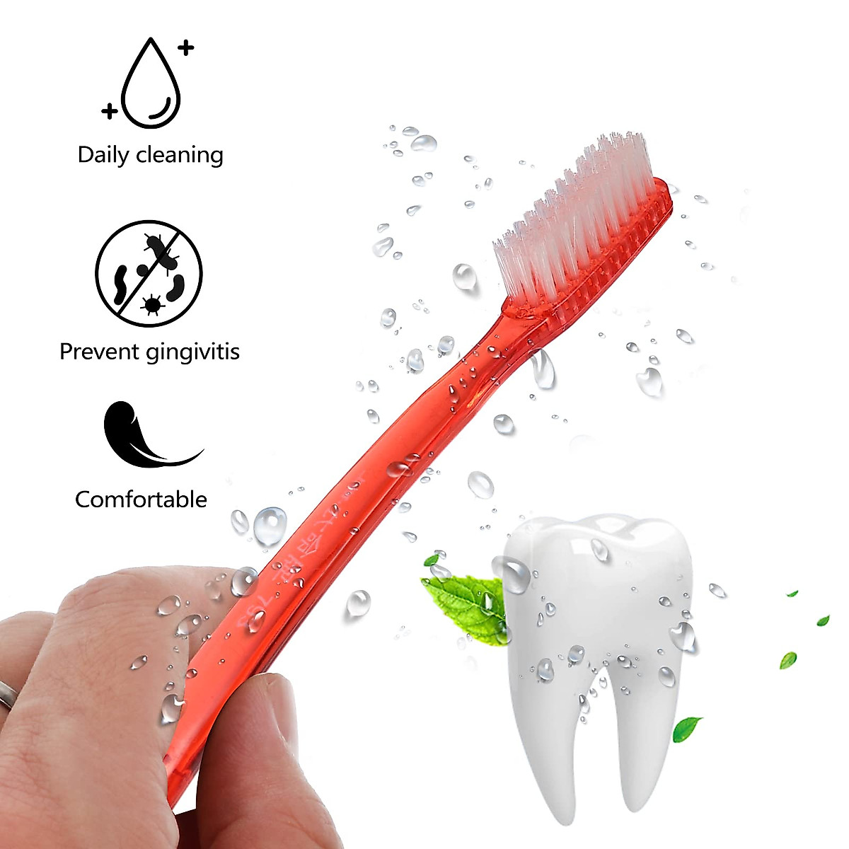 HEALLILY Hard Bristles Toothbrush Durable Practical Cleaning Toothbrush for Daily Use 12pcs