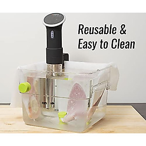 Reusable Sous Vide Bags | Set of 2 Extra Large BPA Free Bags | Food Grade Silicone | 60% Larger, Thinner and More Flexible than Other Reusable Bags | Compatible with Joule, Anova, Instant Pot Immersion Circulators and other Sous Vide Accessories