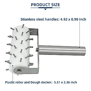DOXILA Pizza Dough Docker Roller Pins Pastry Dough Tool, Stainless Steel Handle Roller Pin Puncher for Cake Pie Cookies Bread Pastry Baking Cooking Tool