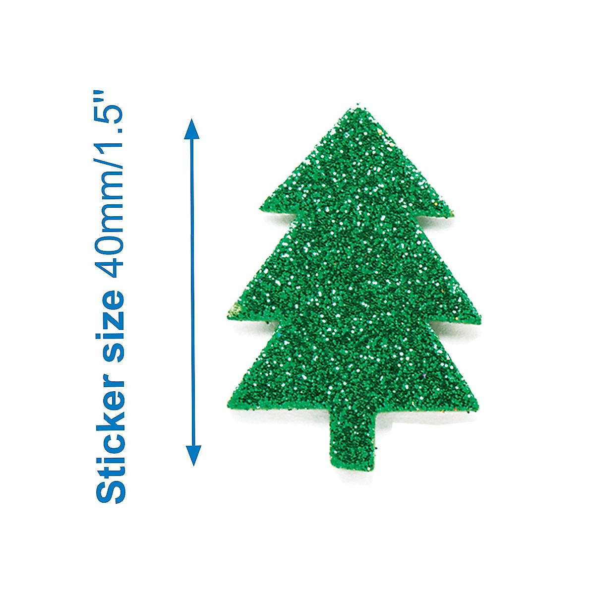 Baker Ross AR713 Christmas Tree Glitter Stickers - Pack of 100, Christmas Stickers for Arts and Crafts