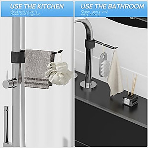 Stylish and Functional Dish Towel Holder - Keep Your Kitchen Rags and Dishcloths Neat and Within Reach with This Sink Dish Cloth Holder and Storage Rack! (Black)
