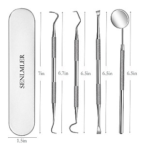 SENLMLER Dental Tools, Professional Plaque Remover Teeth Cleaning Tool Kit, Stainless Steel Dental Pick Tartar Scraper Tooth Cleaner, Oral Care Hygiene Set for Dentist Personal Pets with Storage Box