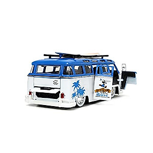 Jada Toys Disney Mickey and Friends 1:24 Volkswagen T1 Bus Die-cast Car w/ 2.75" Mickey Mouse Figure, Toys for Kids and Adults