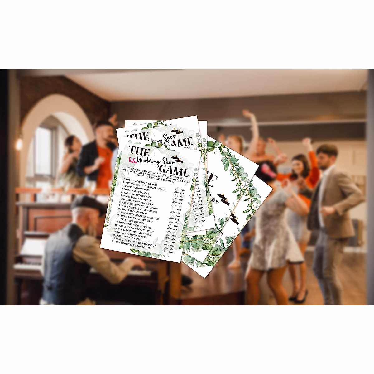 Bridal Shower Game Cards, Wedding Shoe Game, Tropical Jungle Theme Engagement Party Cards For Wedding, Set of 30 Cards(Leaf004)